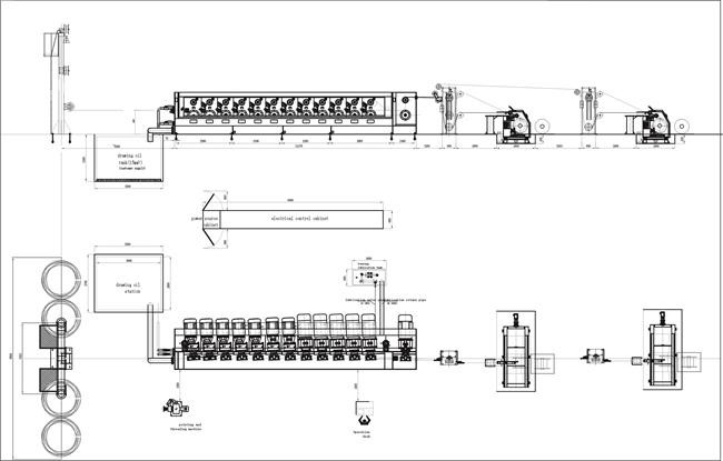 Multi - Head Aluminum Wire Drawing Machine Siemens Motor Fatigue Resistant